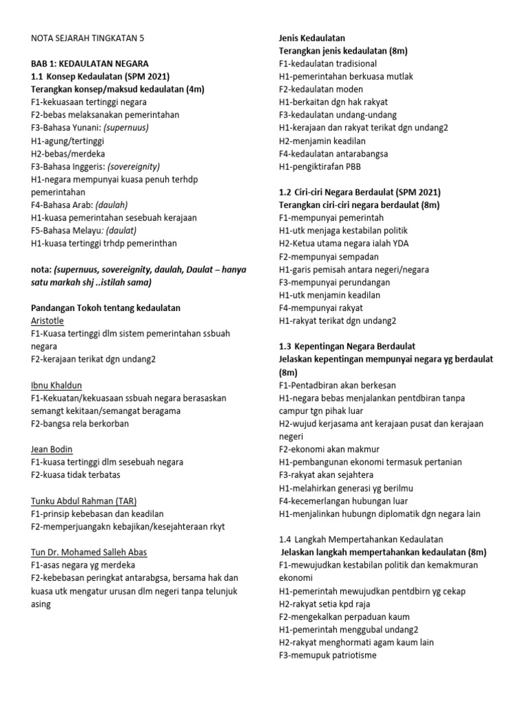 Nota Sejarah T5 | PDF