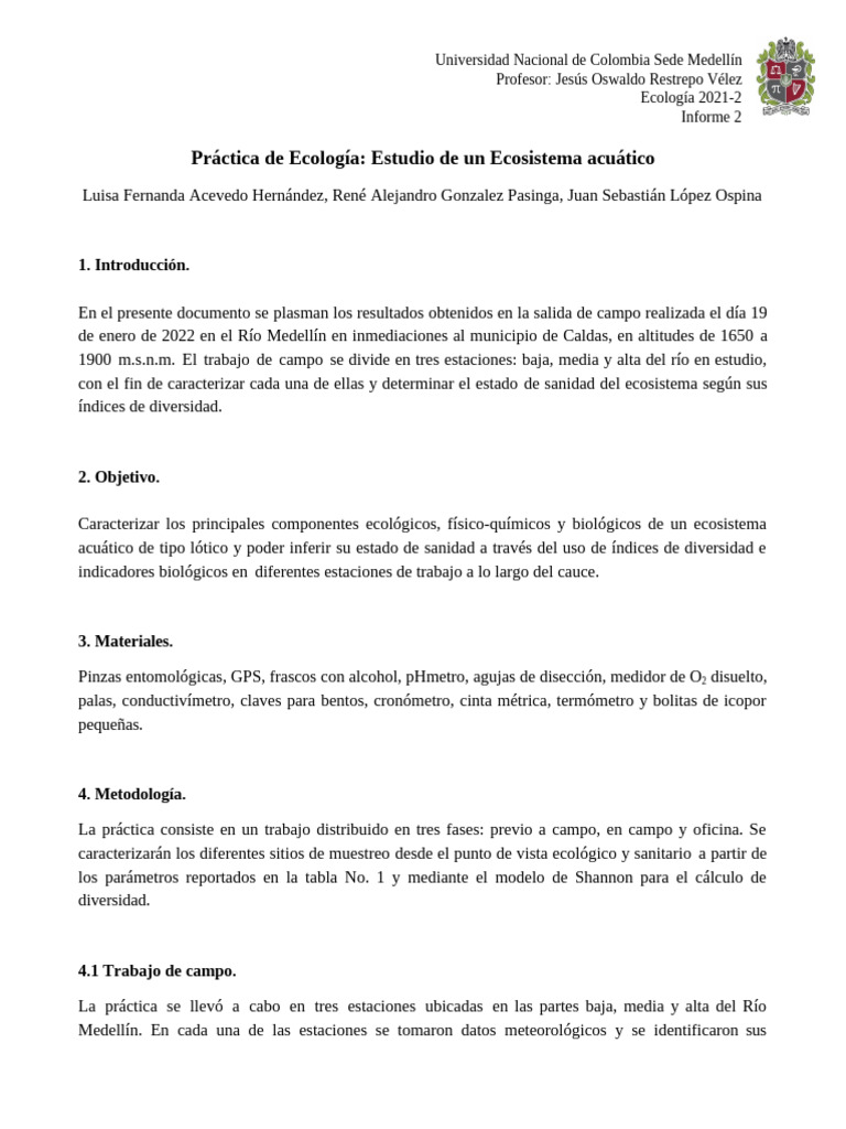 Práctica de Ecología 2 | PDF | Ecosistema | Ecología de sistemas