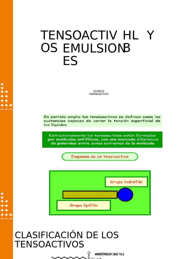 Clasificación y Estabilidad de Tensoactivos | PDF | Emulsión | Tensioactivo