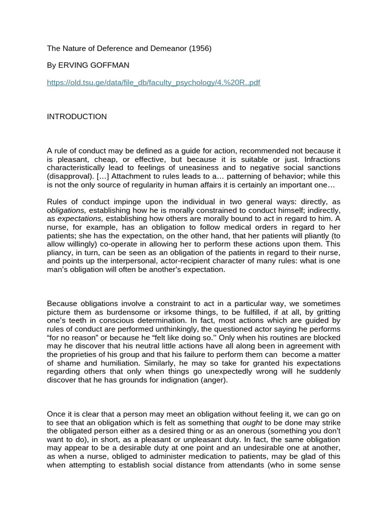 Deference and Demeanor Explained | PDF | Psychological Concepts ...