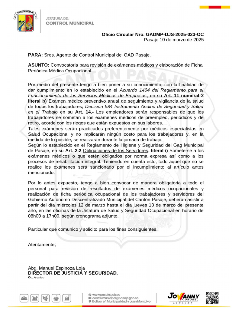 Oficio Circular Nro | PDF