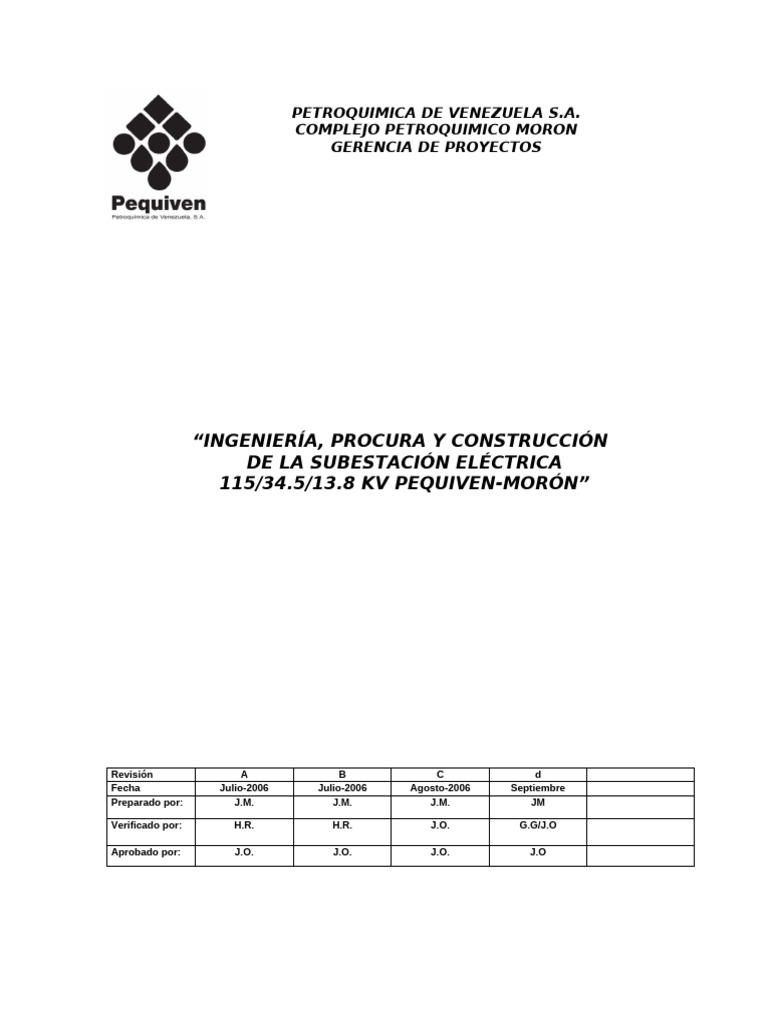 Construcción Subestación Eléctrica PEQUIVEN | PDF | Residuos | Ingeniería