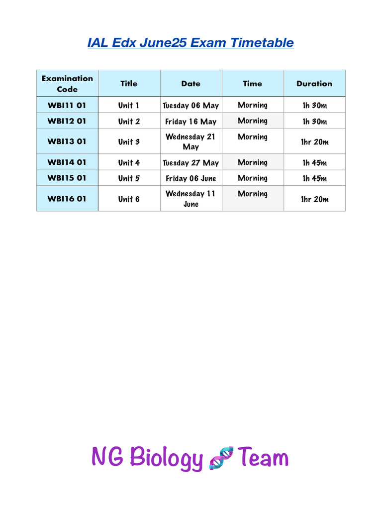 IAL June25 Exam Schedule | PDF