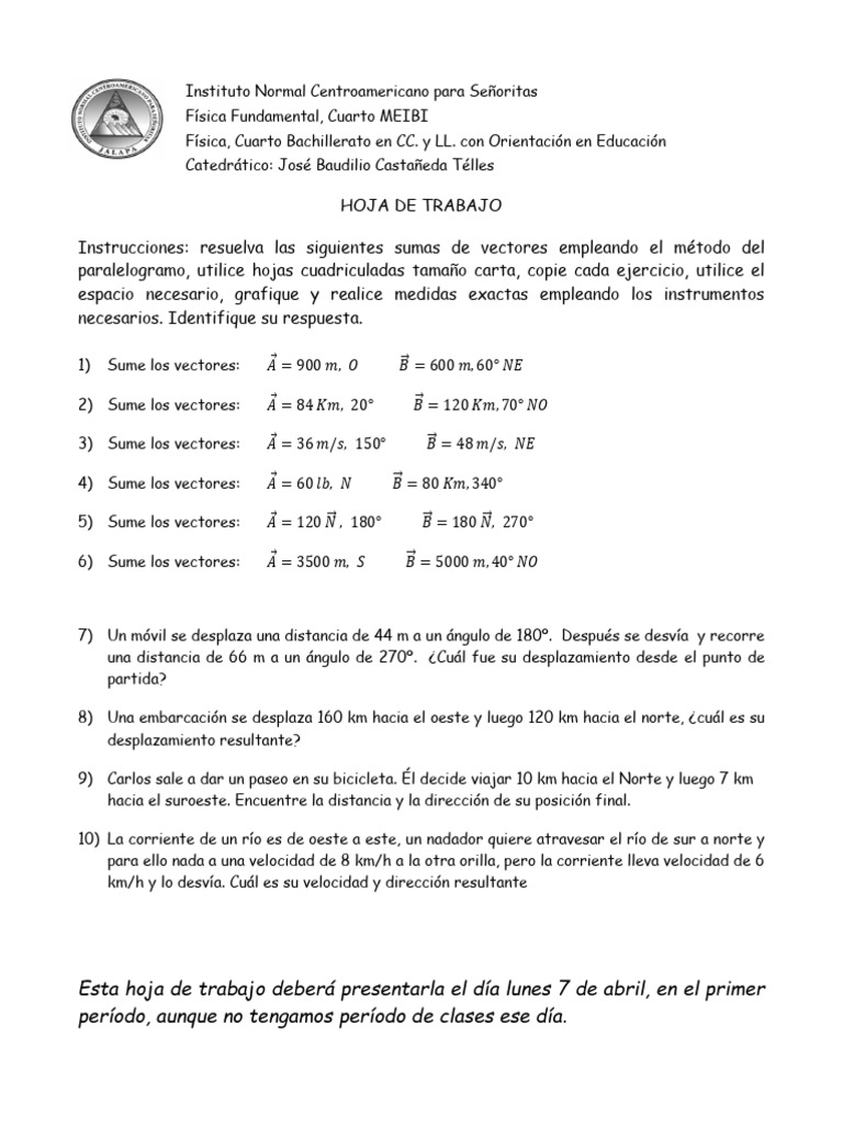 Hoja de trabajo No. 2, Física | PDF