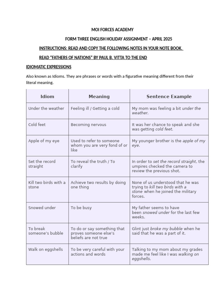 English April Holiday Notes Form 3 | PDF | Adjective | Noun