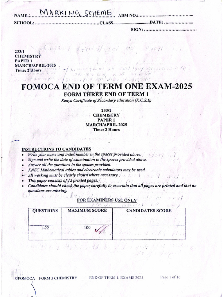 F3-Chem-ms - ET1-2025 Fomoca | PDF