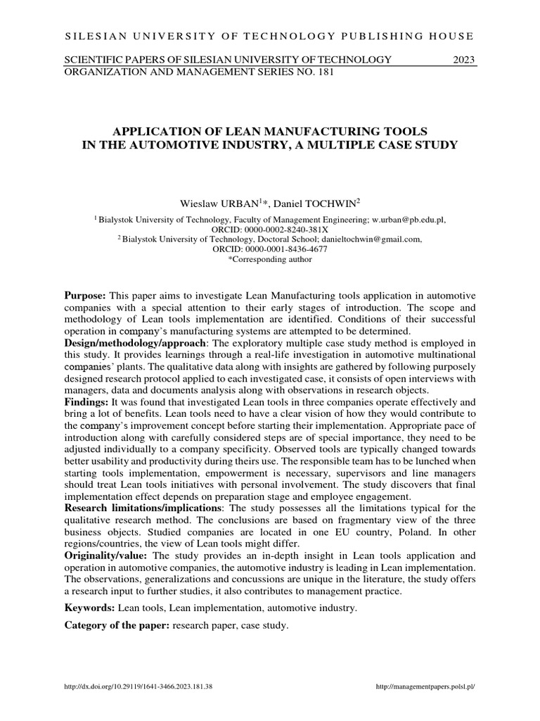 Application of Lean Manufacturing Tools | PDF | Lean Manufacturing ...