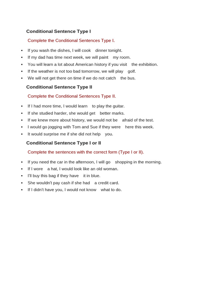 Conditional Sentences Practice Guide | PDF