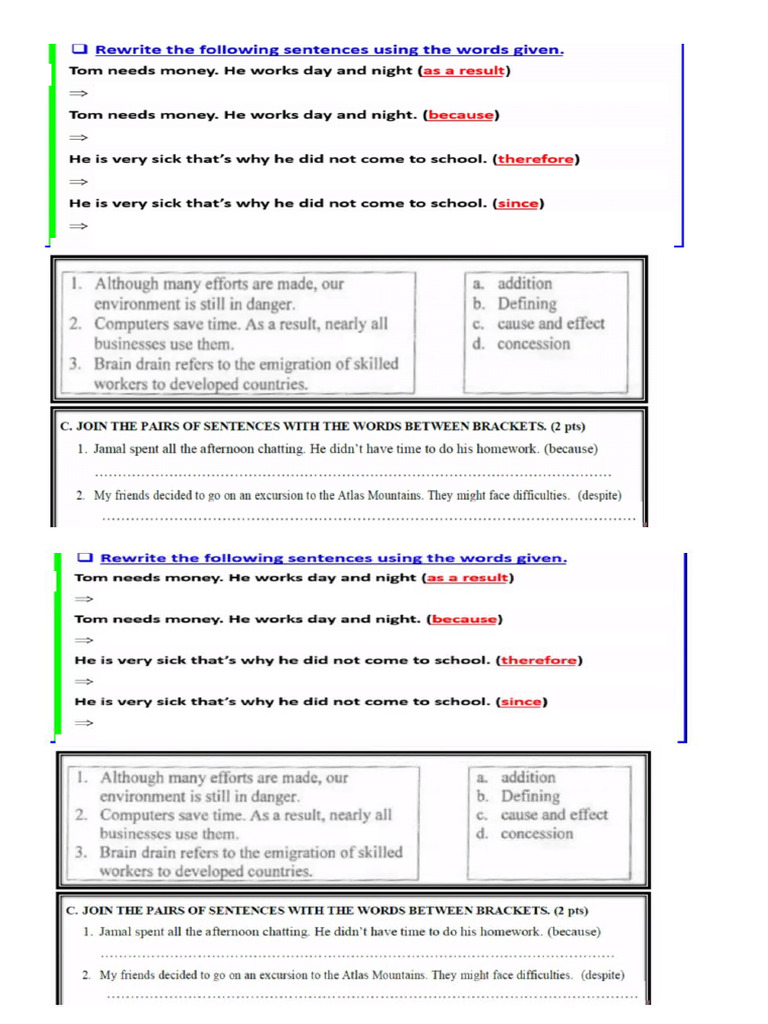Cause and Effect Exercises | PDF