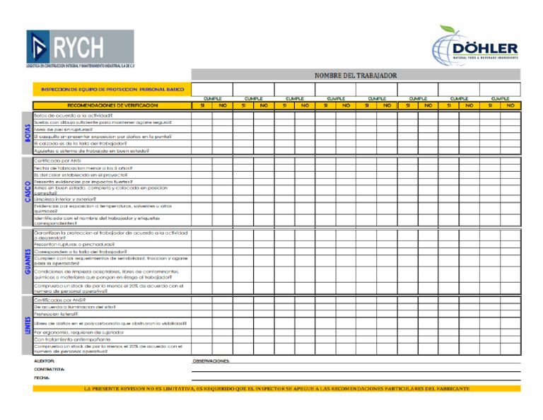 CHECK LIST DE EPP | PDF