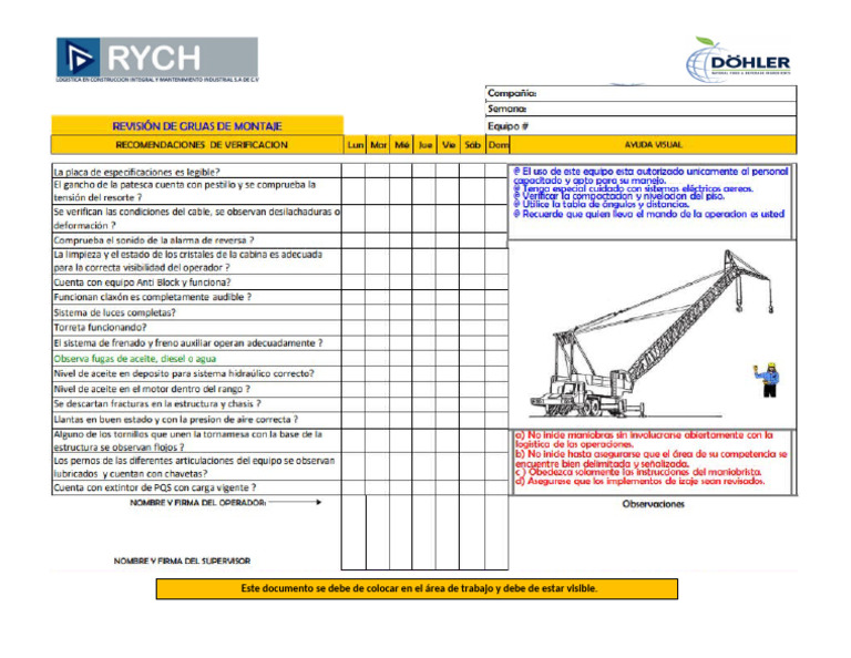Check List de Grua | PDF