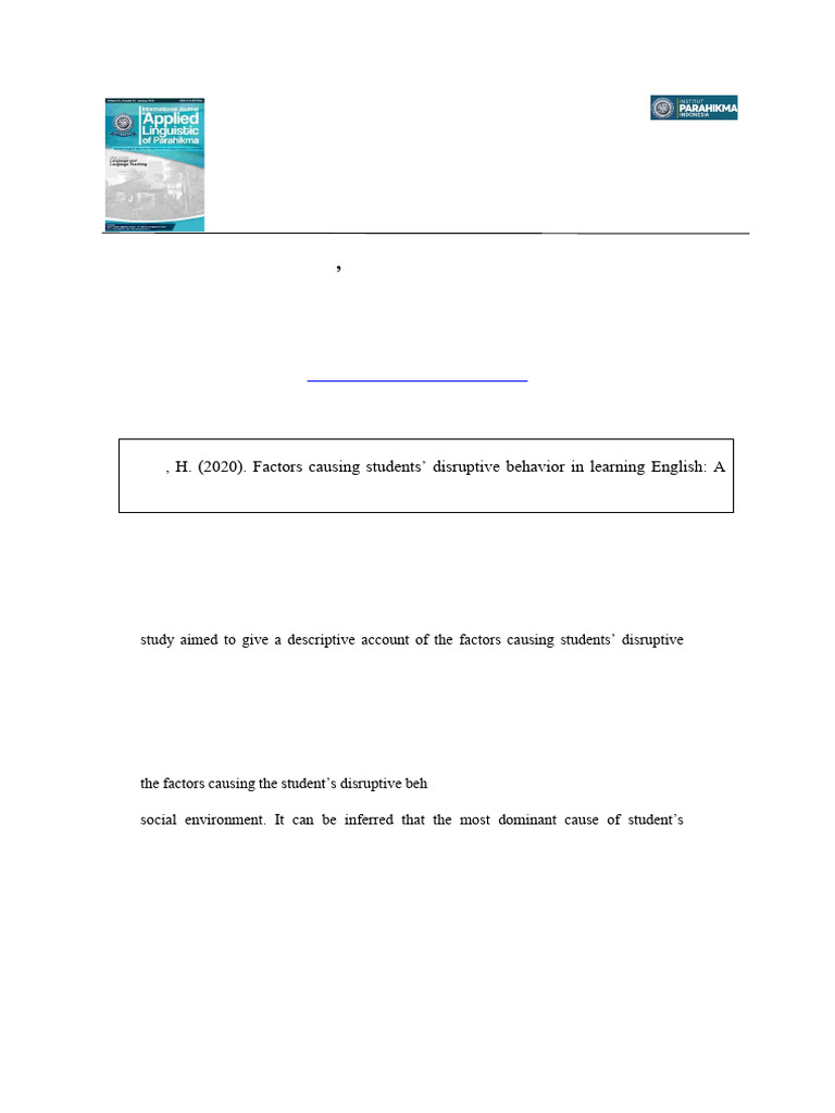 Causes of Students' Disruptive Behavior | PDF | Teachers | Learning
