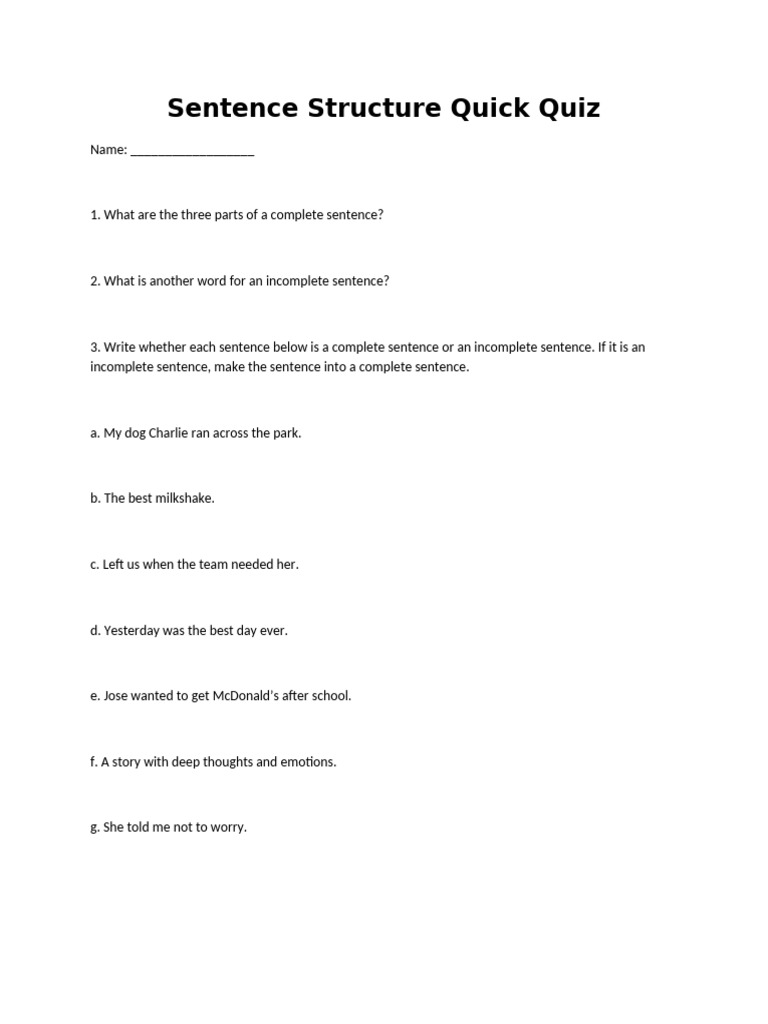 Complete Sentences vs Fragments | PDF