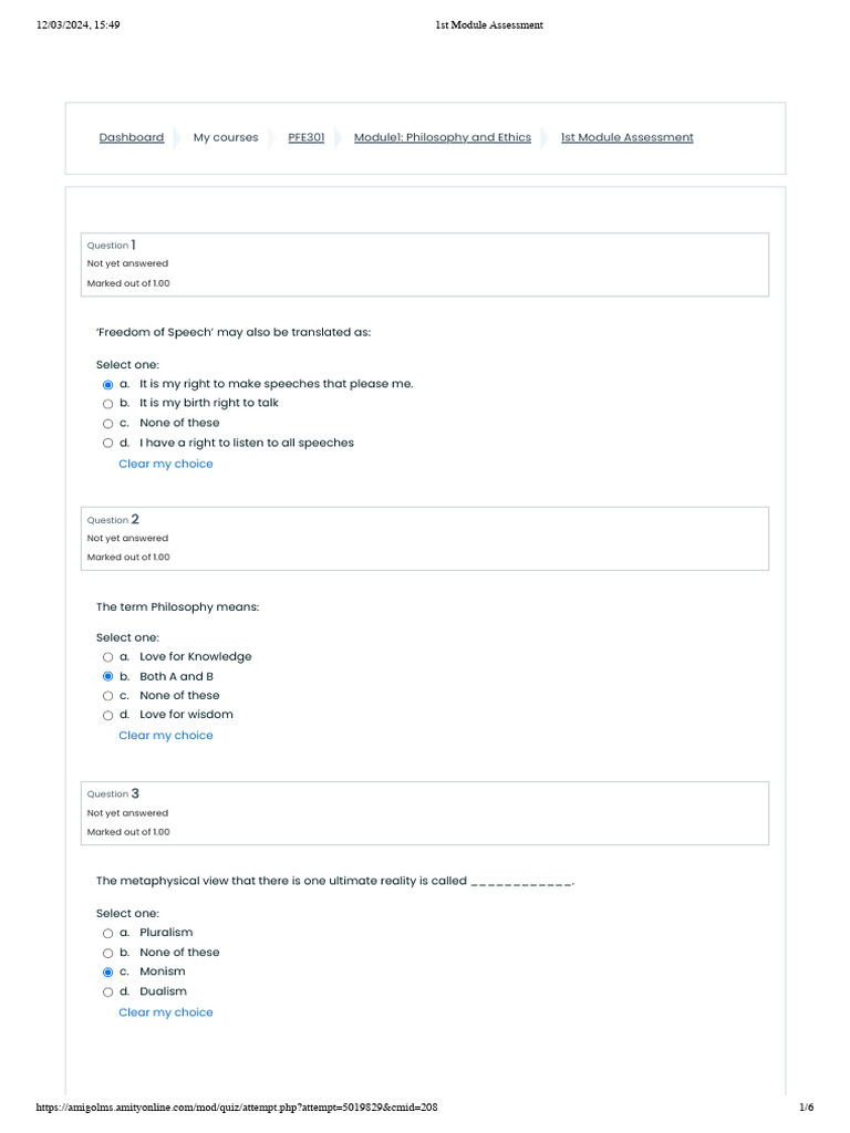 1st Module Assessment | PDF | Free Will | Epistemology