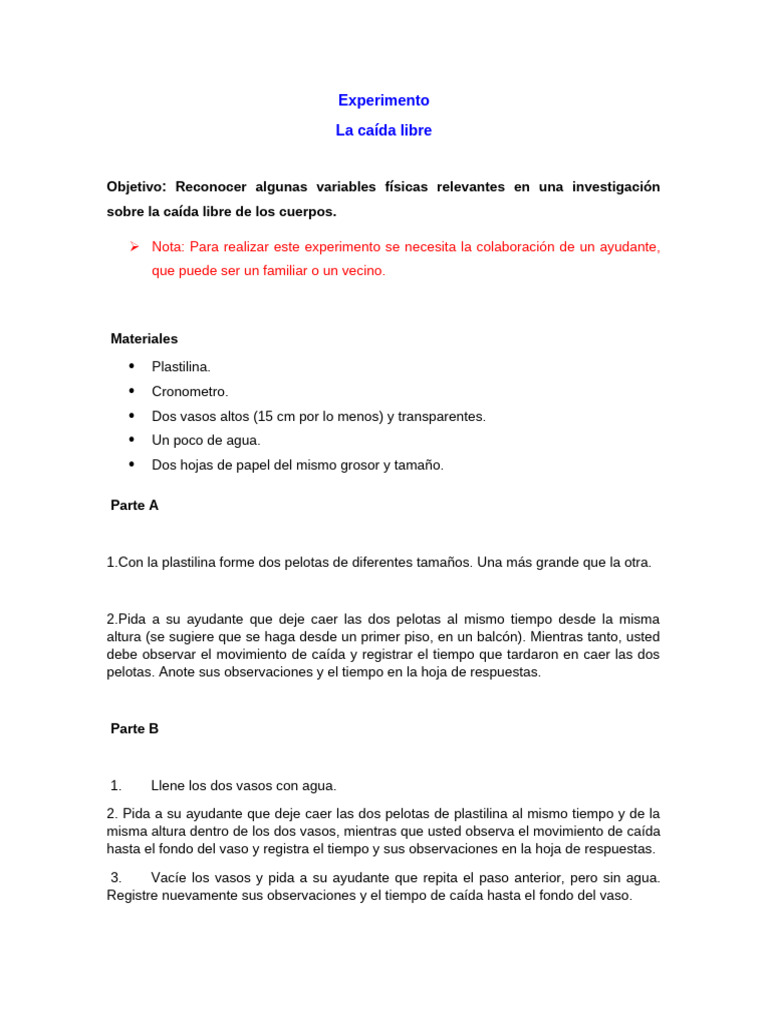 Experimento Caida Libre | PDF