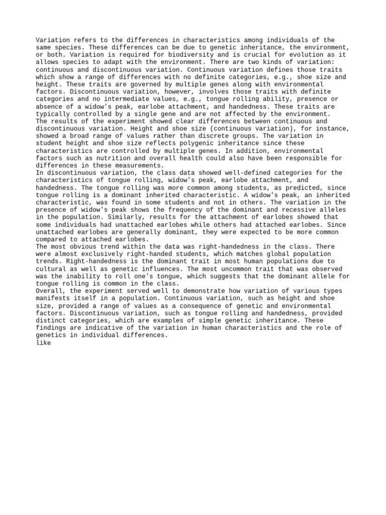 Types of Variation in Human Traits | PDF | Genetic Diversity | Gene