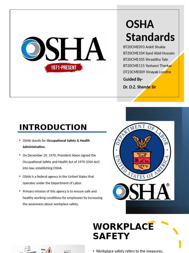 Group 12 - OSHA Standards | PDF | Occupational Safety And Health Administration | Occupational ...