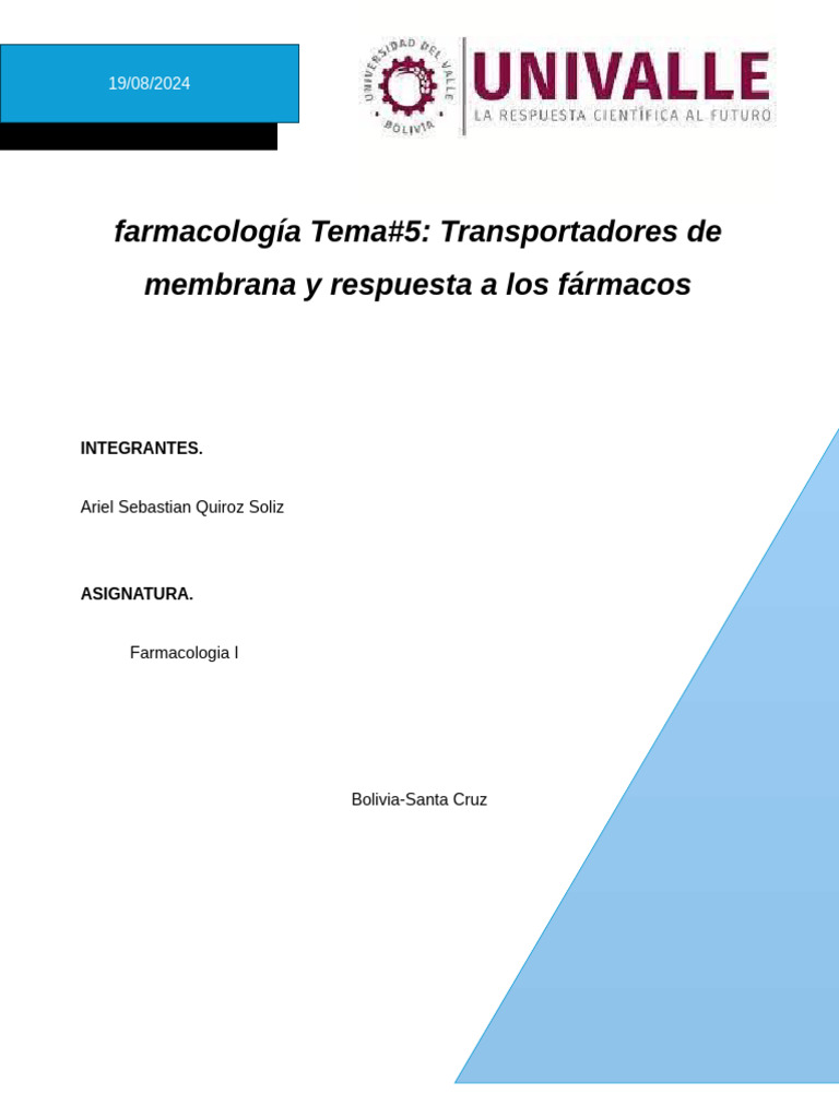 Transportadores de Membrana en Farmacología | PDF | Membrana celular ...