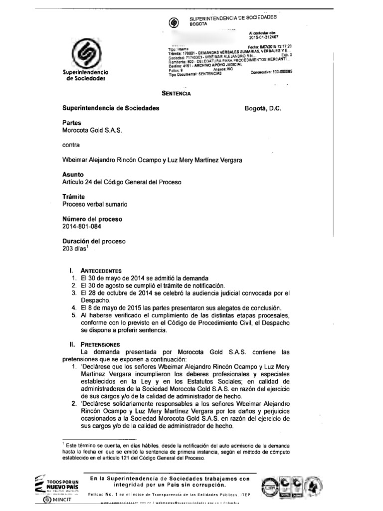 16.2 DPM - Sentencia Morocota Gold | PDF | Demanda judicial | Daños y ...