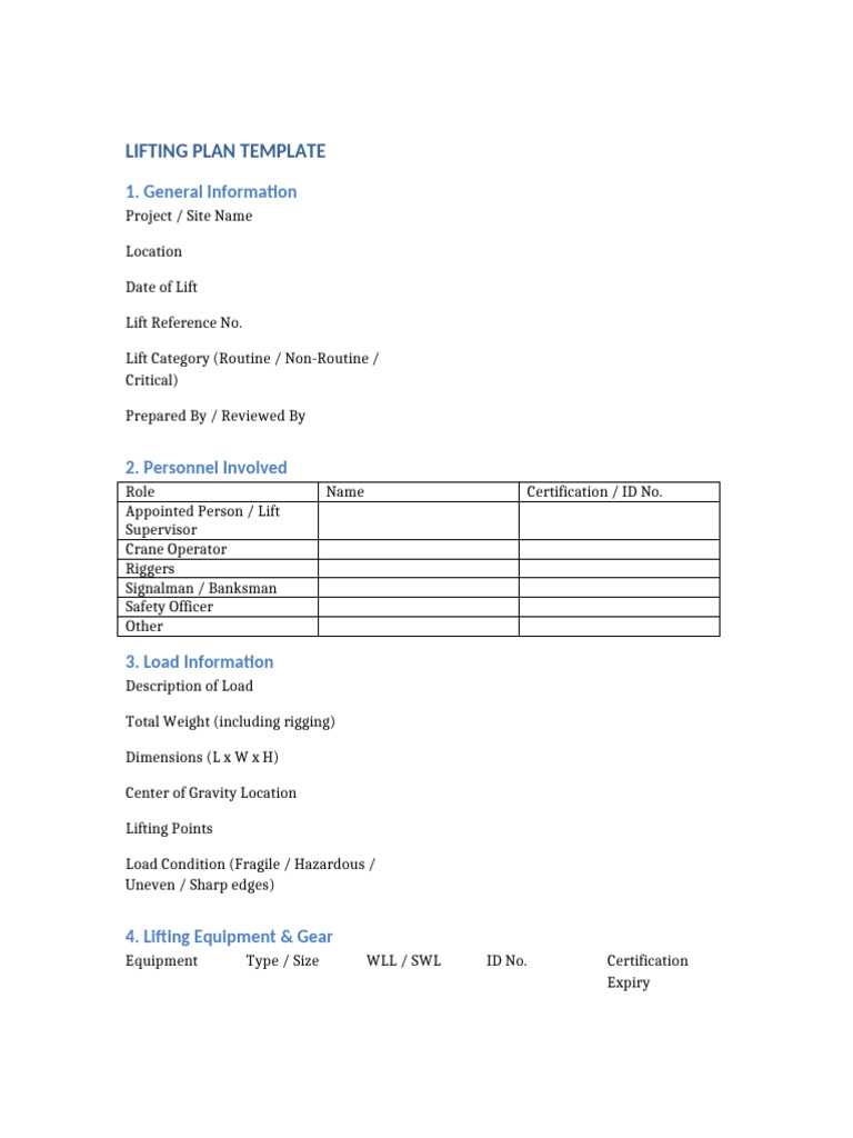 Lifting_Plan_Template | PDF