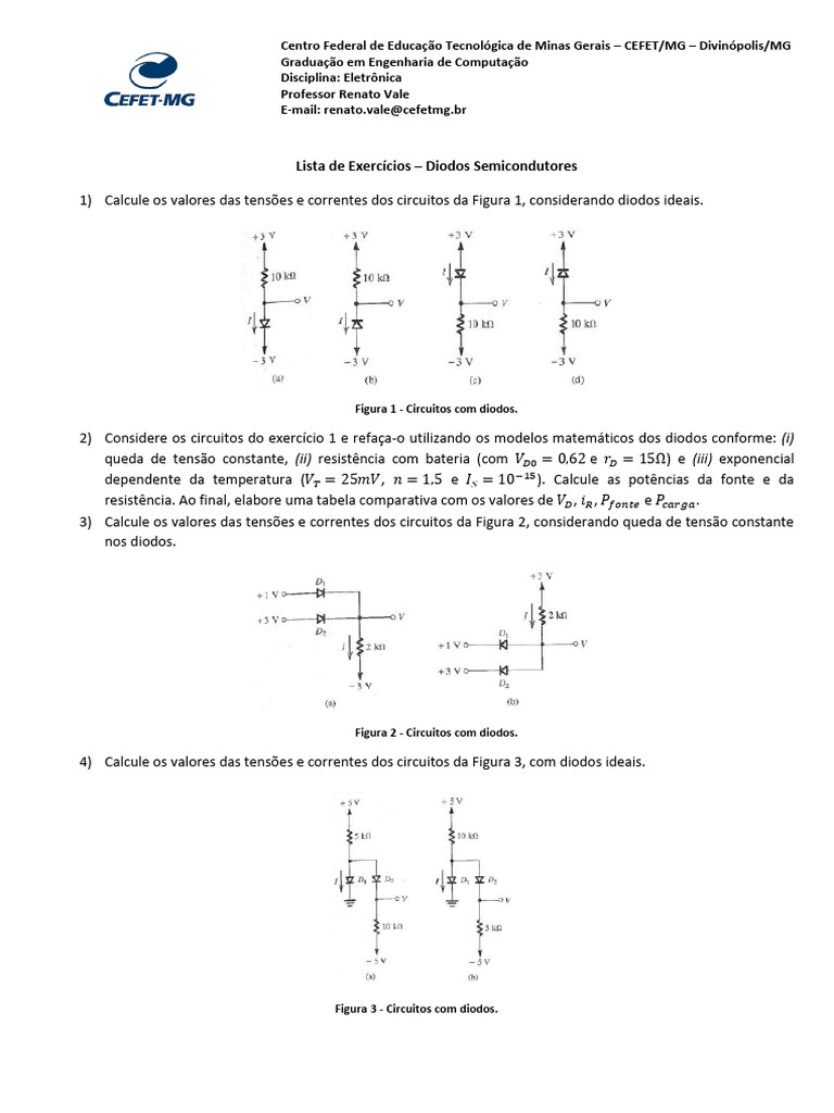 Lista 1 - Diodos | PDF | Diodo | Retificador