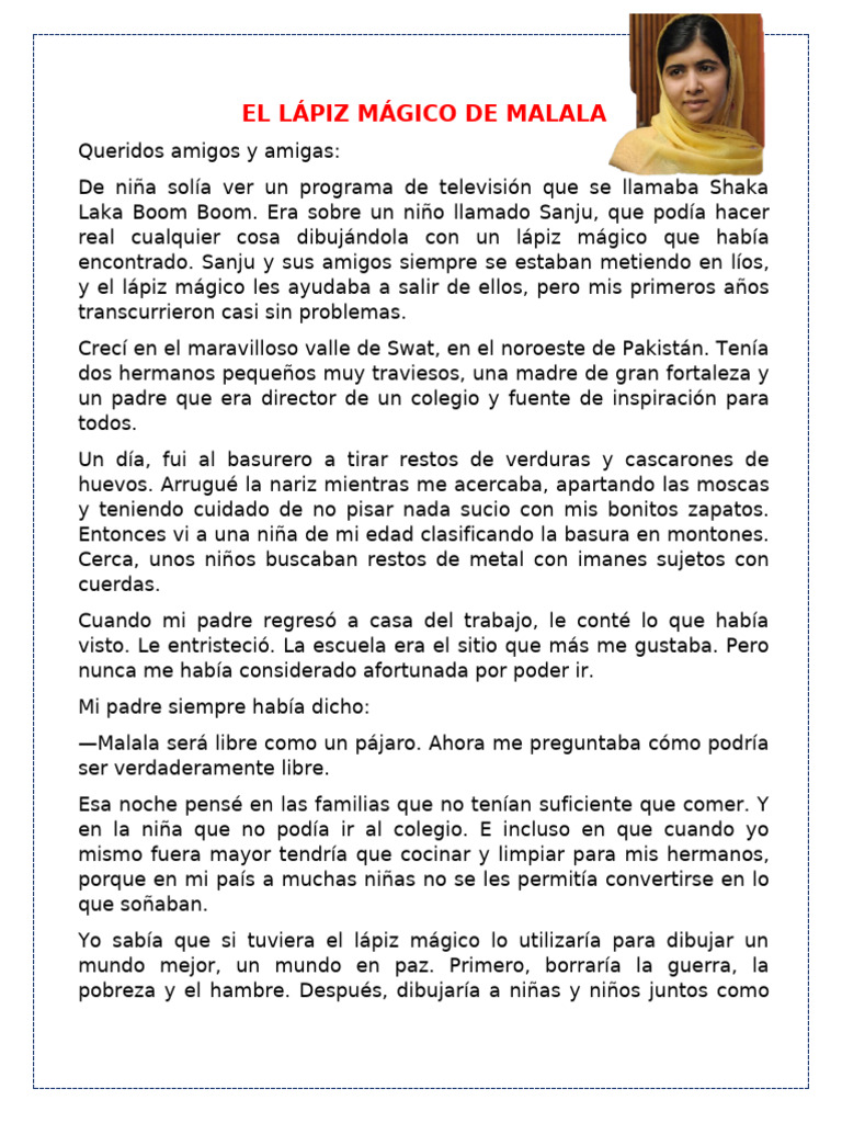02-04el Lápiz Mágico de Malala | PDF
