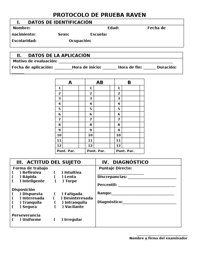 Protocolo Raven Coloreado para Editar | PDF