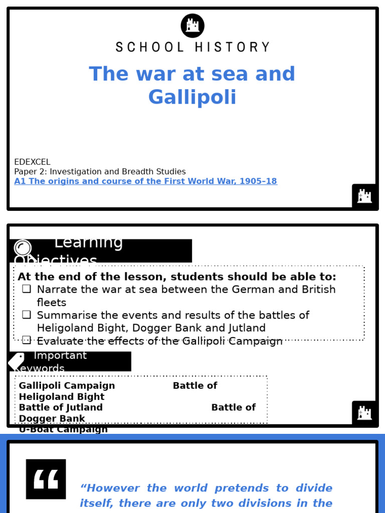 A1__The_war_at_sea_and_Gallipoli__Presentation | PDF | Battle Of Jutland | Gallipoli Campaign