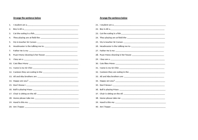 Arrange the sentence below | PDF
