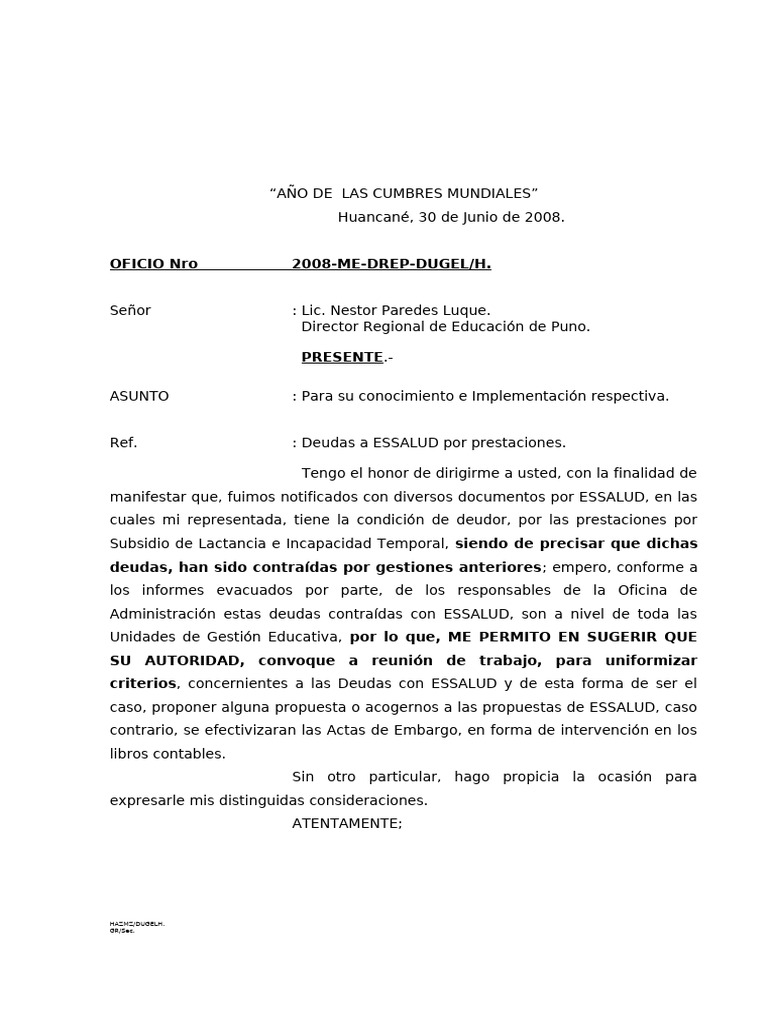 Oficio DREP 4. | PDF