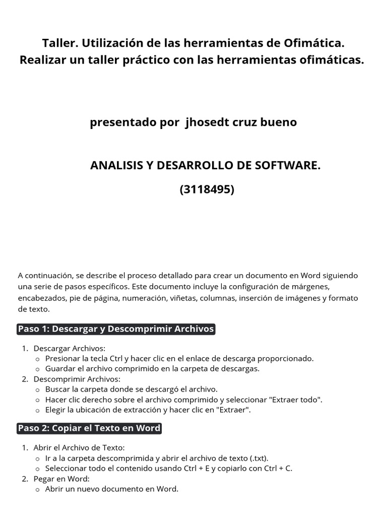 Taller. Utilización de Las Herramientas de Ofimática. Realizar Un Taller Práctico Con Las ...