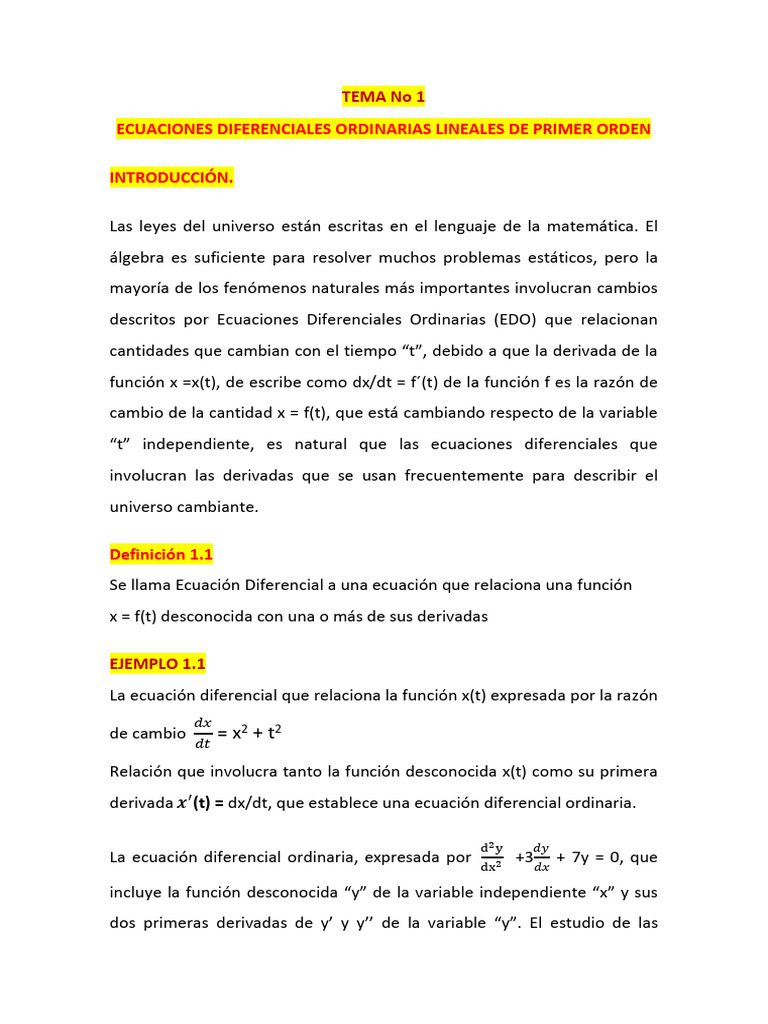 TEMA No1 MAT 207 01-2025. MAT-FIS-QMC | PDF | Ecuaciones | Ecuaciones diferenciales