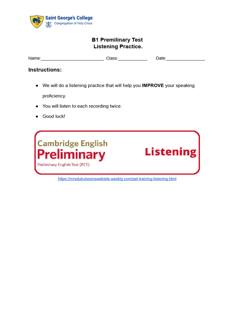 B1 Preliminary Listening | PDF