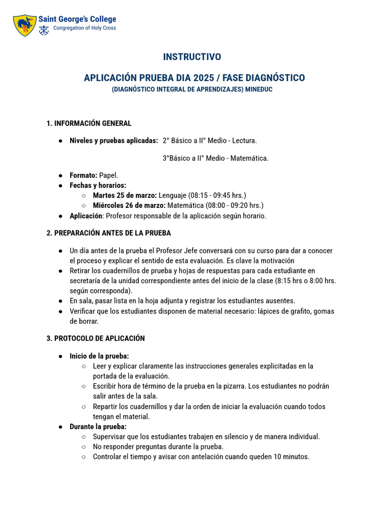 Instructivo_ Aplicación Prueba DIA | PDF