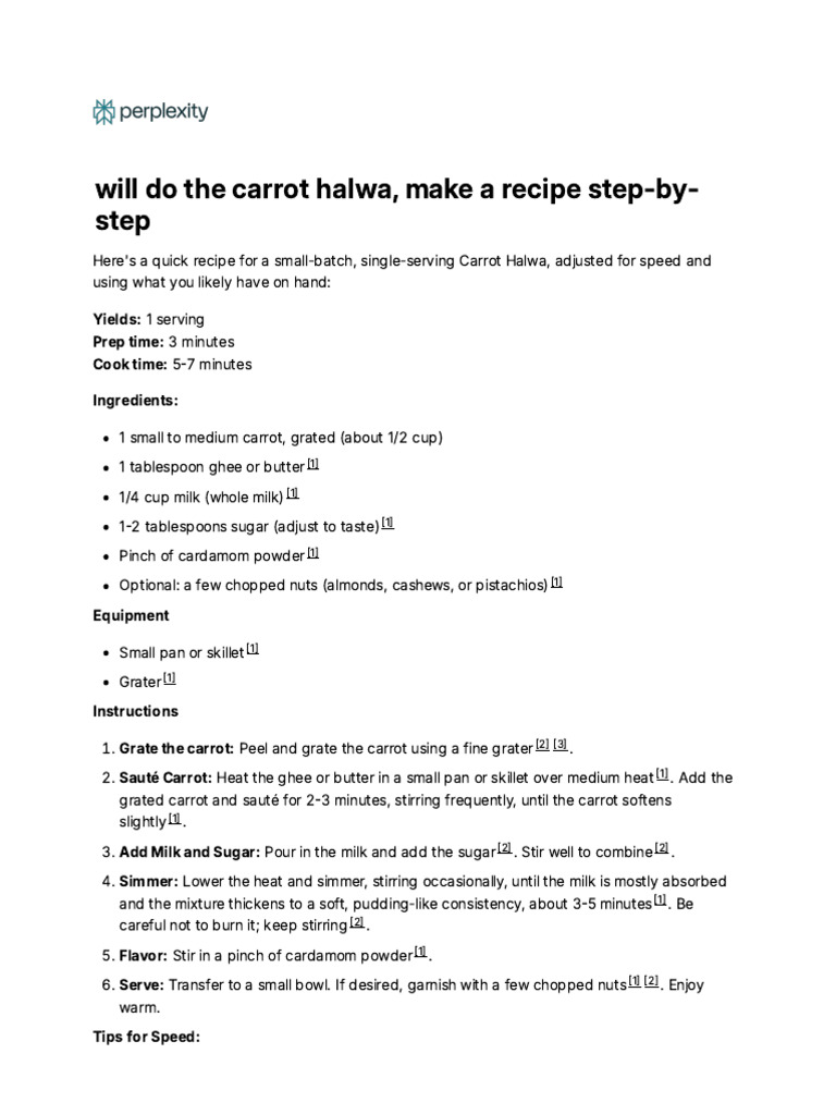 Will Do The Carrot Halwa, Make A Recipe Step-By-St | PDF