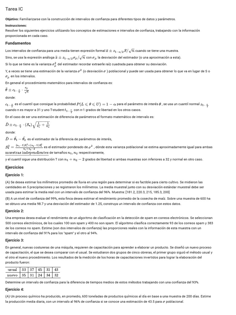 tarea 3-1 | PDF | Estimador | Intervalo de confianza