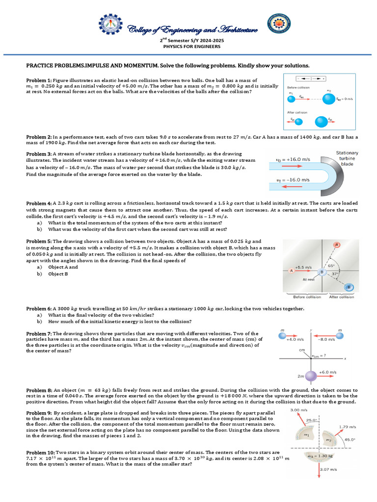 Worksheet 5 IMPULSE AND MOMENTUM | PDF | Collision | Momentum