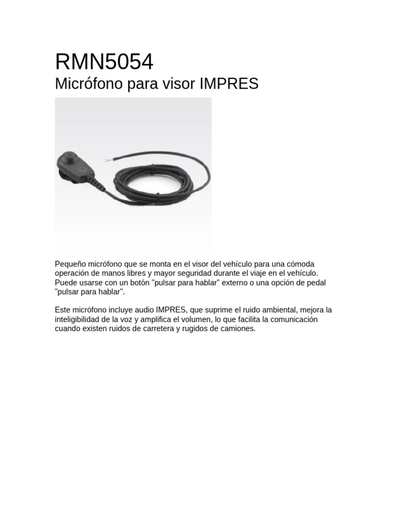 Micrófono para visor RMN5054 | PDF