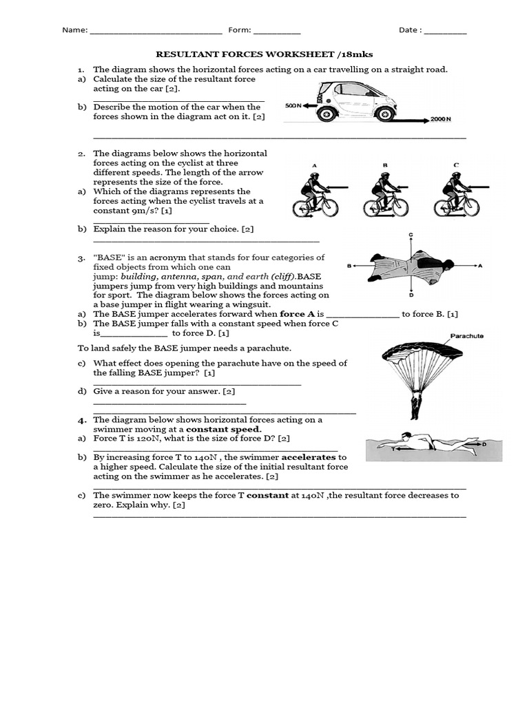Resultant Forces Worksheet-1 | PDF