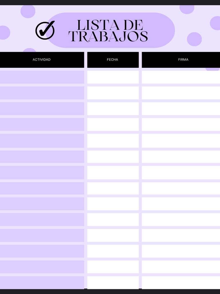 Checklist de Tareas de Clase Minimalista Elegante y Femenino Lila Blanco y Negro - 20231004 ...