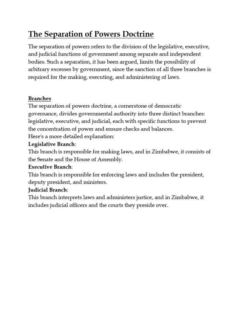 The Separation of Powers Doctrine | PDF | Separation Of Powers ...