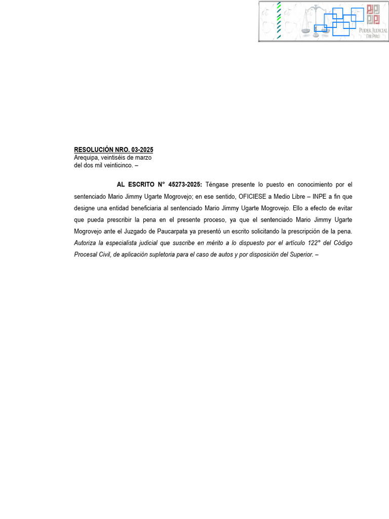 Exp. 10818-2024-86-0401-JR-PE-01 - Resolución - 117174-2025 | PDF