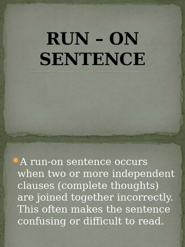 Run On Sentence Activity | PDF