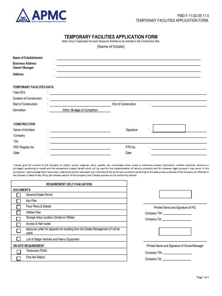 FMD-F-11-02.49.11.5 Temporary Facilities Application Form (Fillable ...