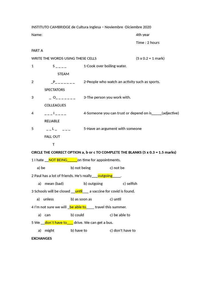03 INSTITUTO CAMBRIDGE Test 3 | PDF | Happiness