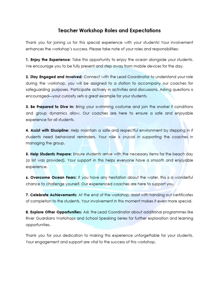 Teacher Workshop Role Station Card | PDF