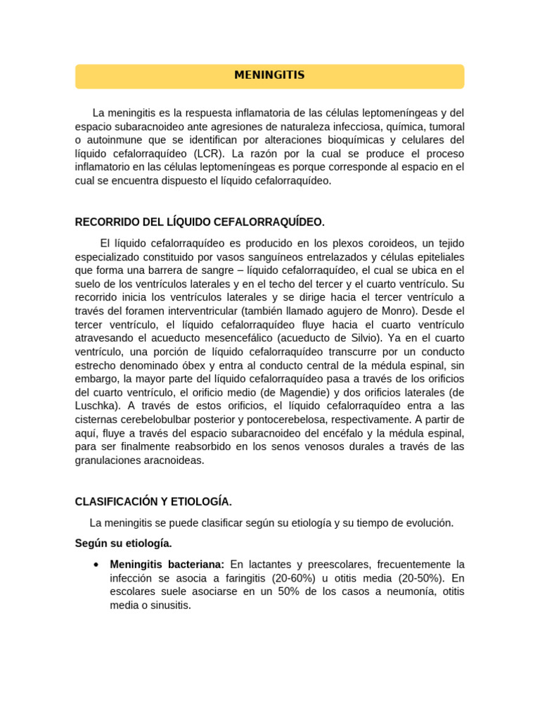 Meningitis: Tipos, Causas y Síntomas | PDF | Fluido cerebroespinal ...