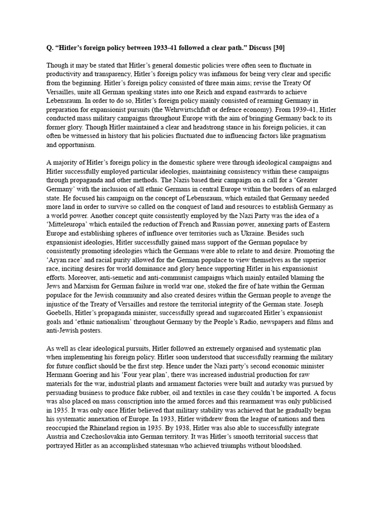 Hitler's Foreign Policy (1933-1941) | PDF | Nazi Germany | Adolf Hitler