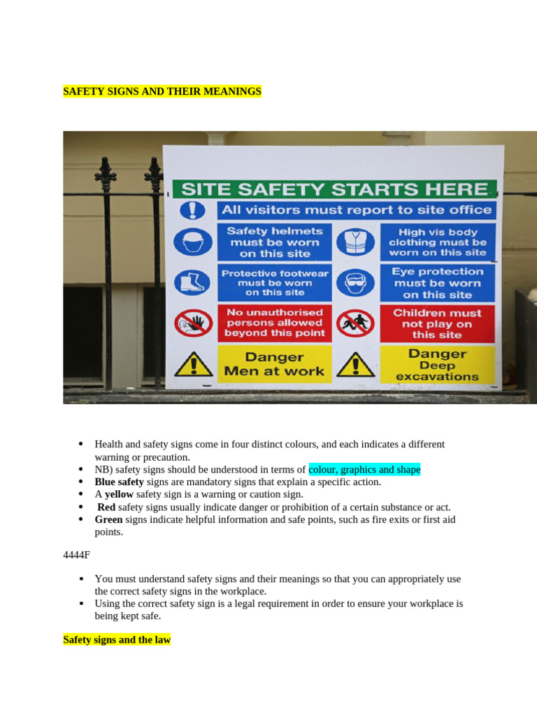 Understanding Safety Signs and Their Meanings | PDF | Safety | First Aid