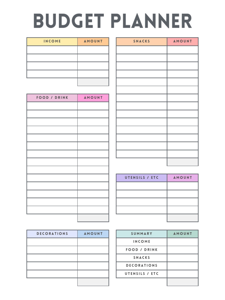 Comprehensive Budget Planner Template | PDF